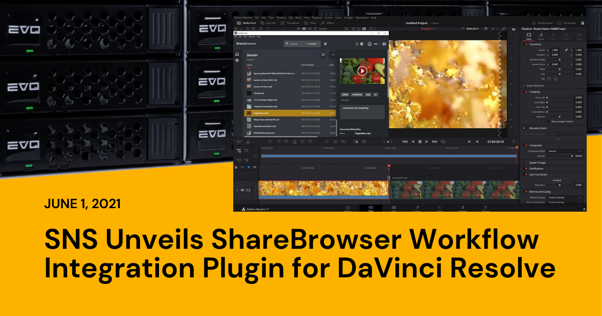 SNS Unveils ShareBrowser Workflow Integration Plugin for DaVinci Resolve